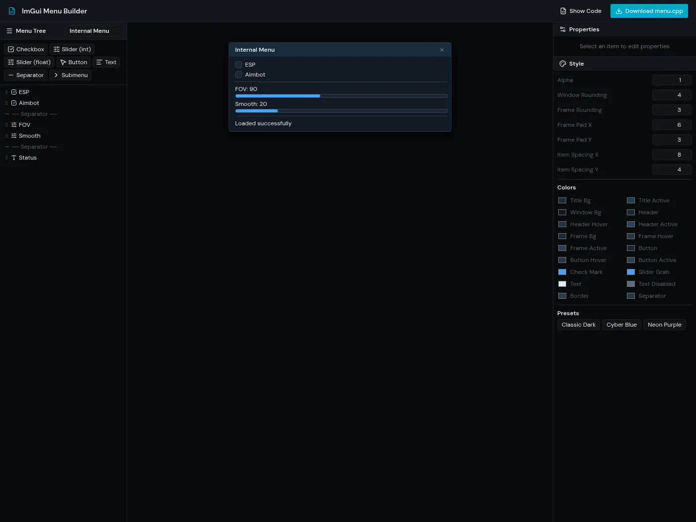 ImGui Style Menu