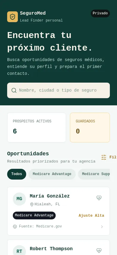 SeguroMed Lead Finder