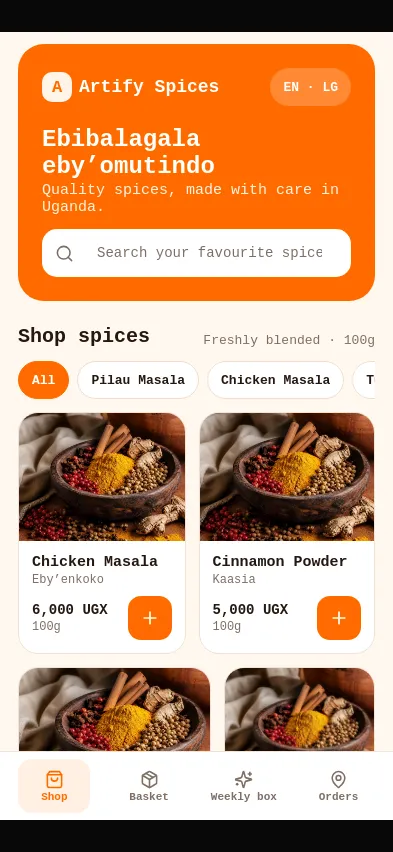 Artify Spices Mobile App
