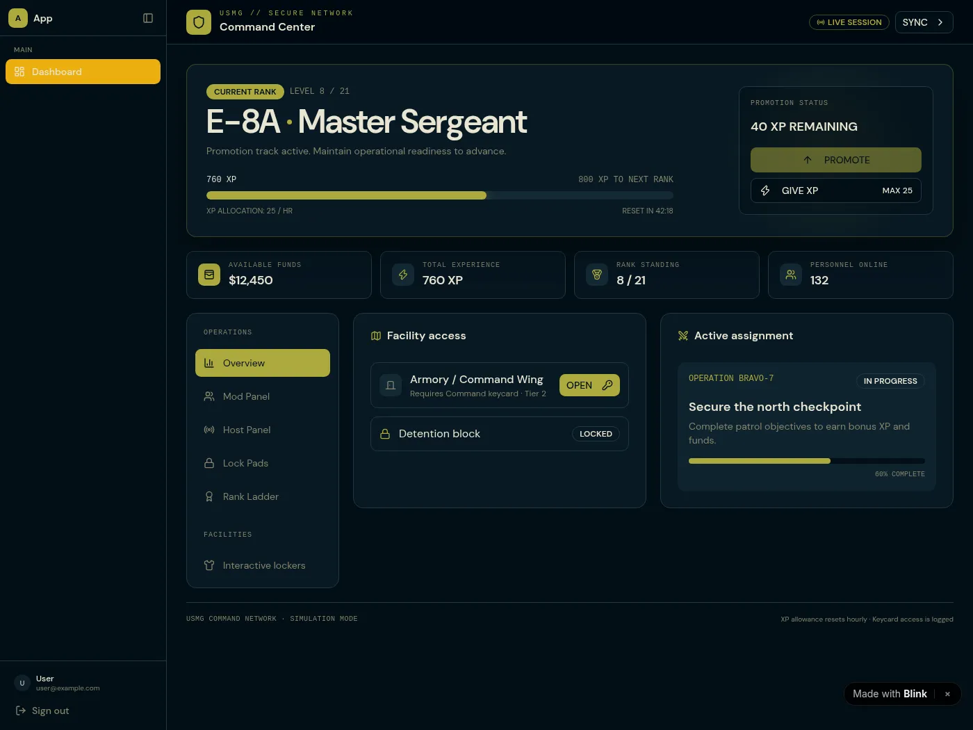 Military XP Game UI