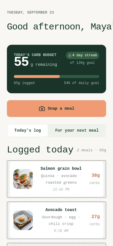 CarbSnap Tracker