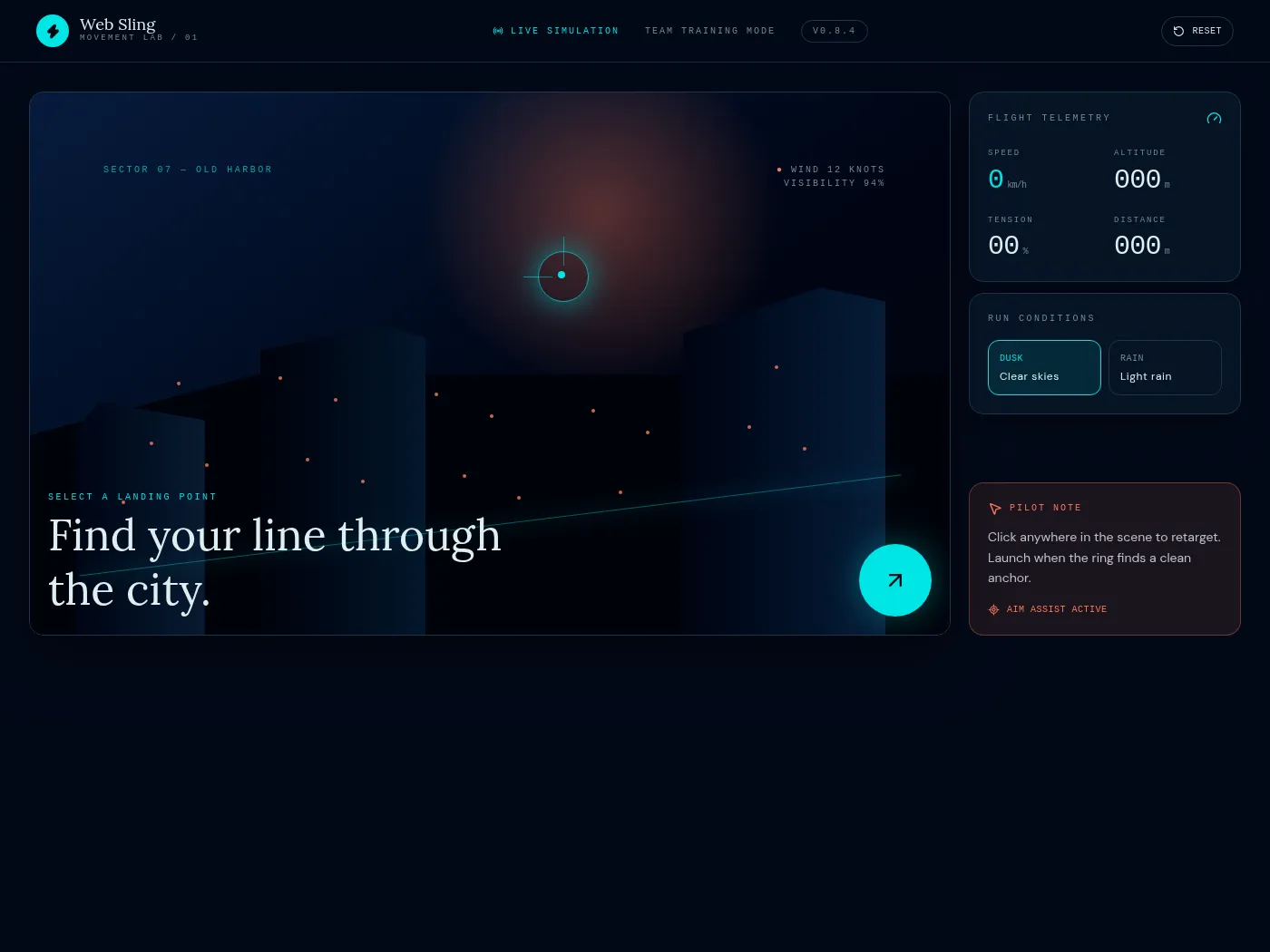 AI Web Sling Simulator