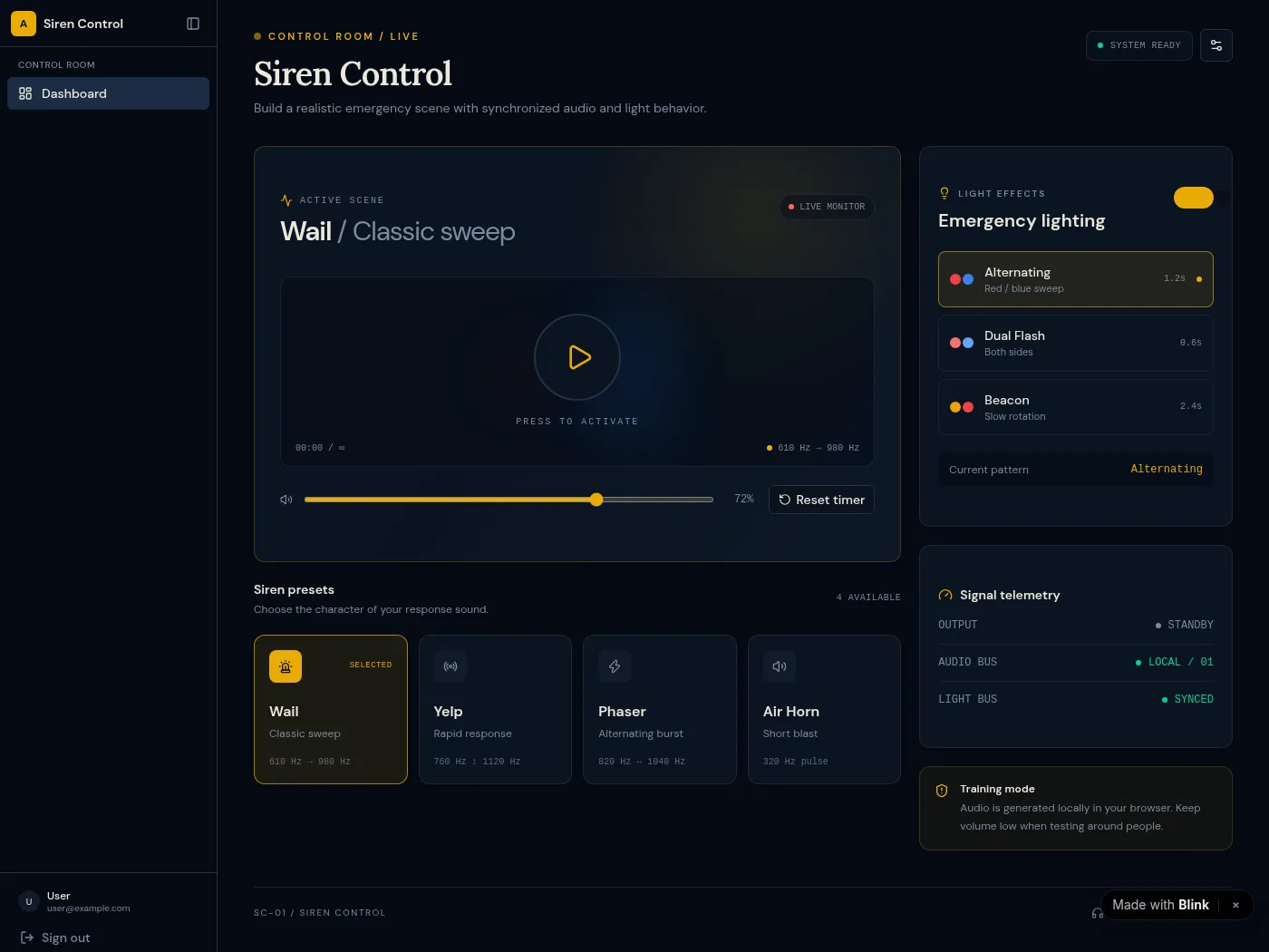 Siren Control Dashboard