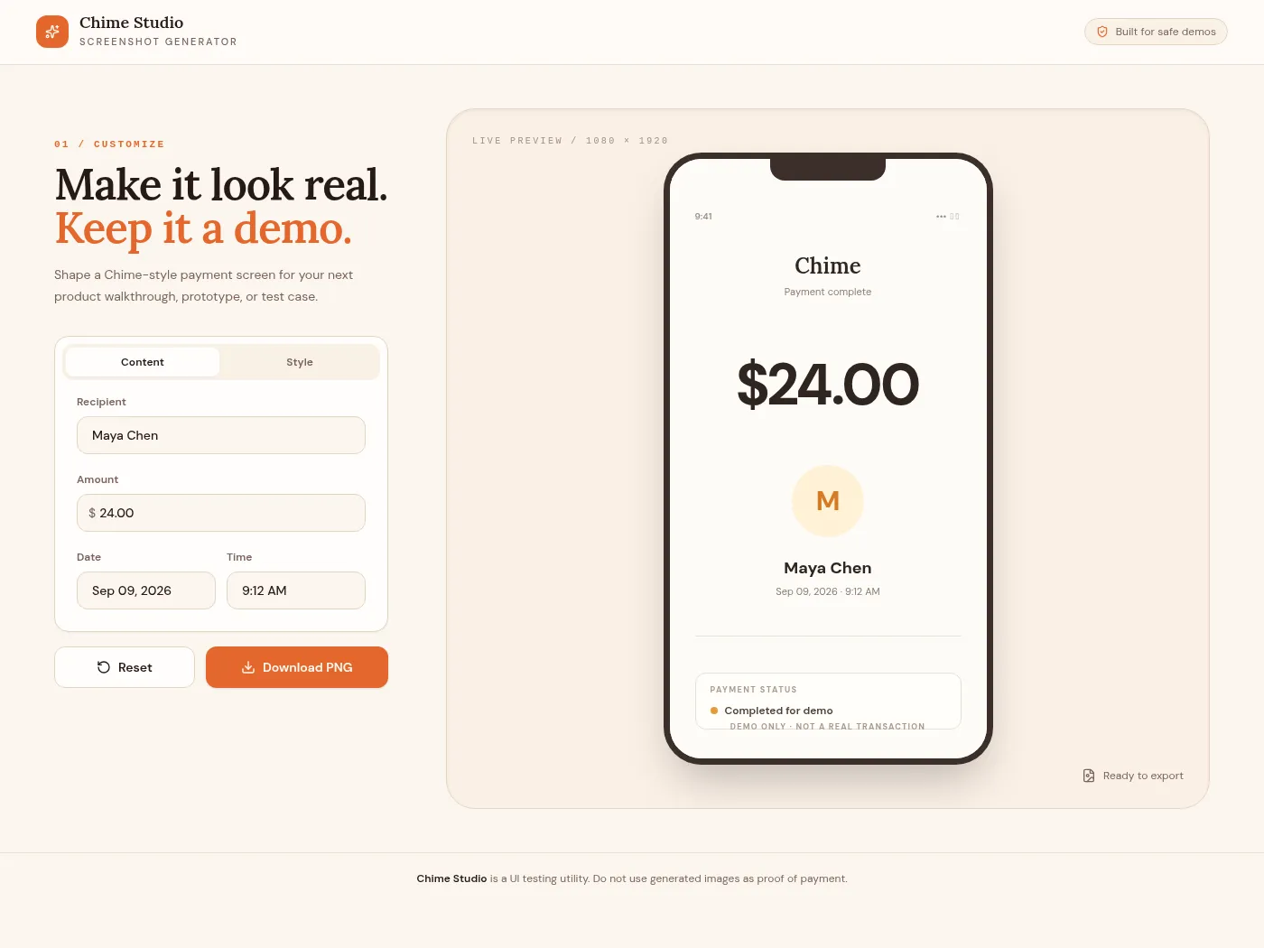 Chime Screenshot Generator