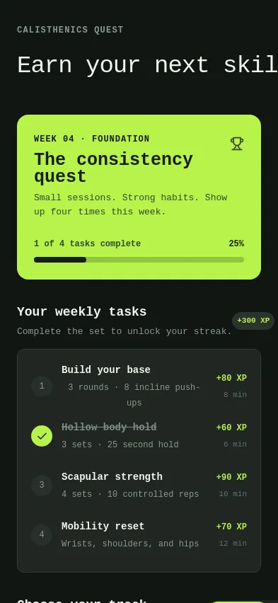 Calisthenics Quest App