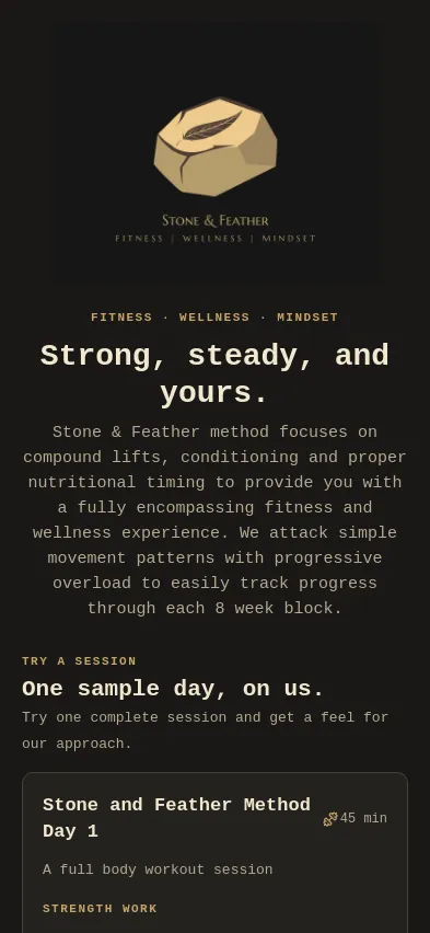 Stone & Feather Fit App