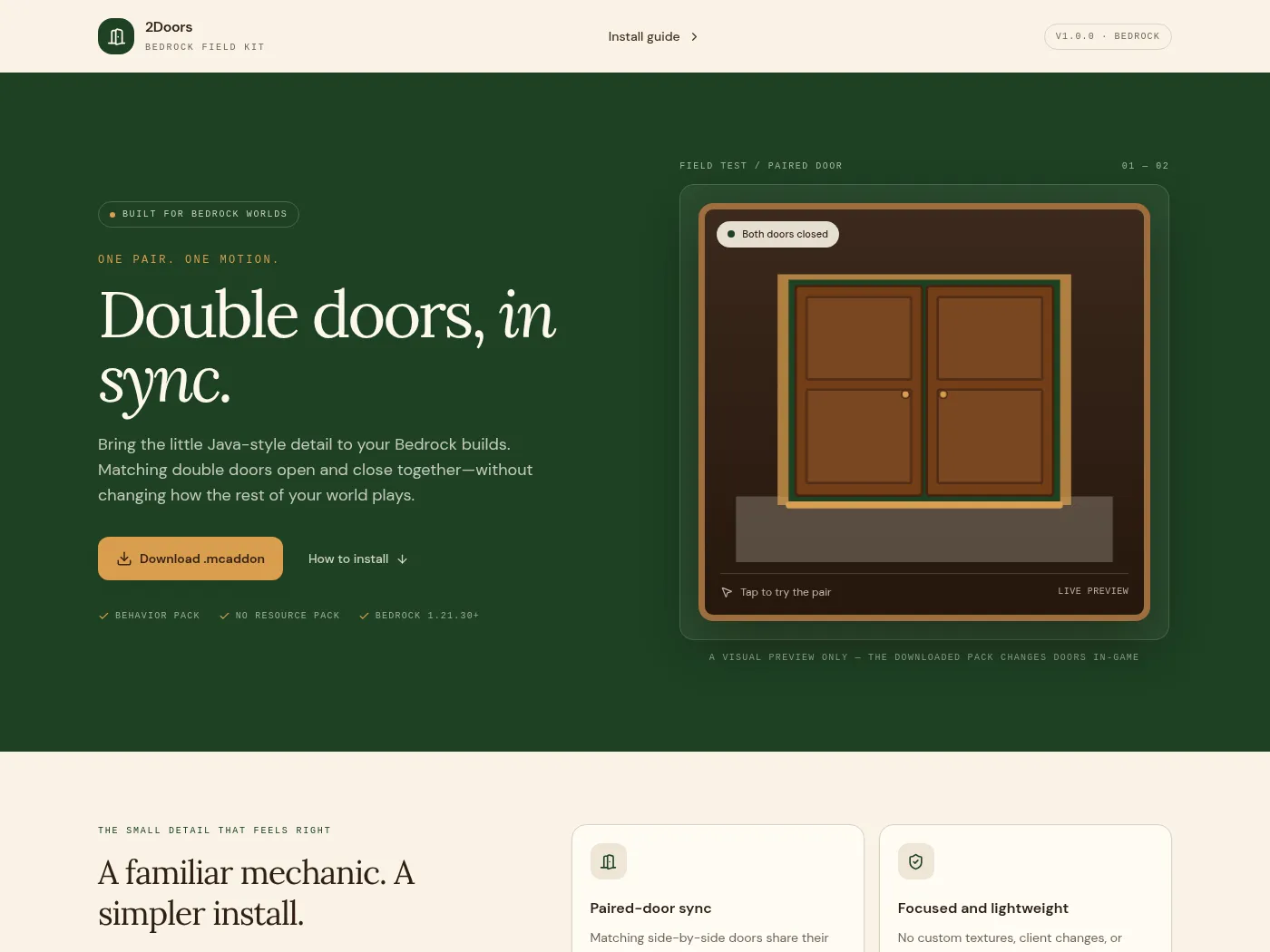 Bedrock 2Doors Add-on