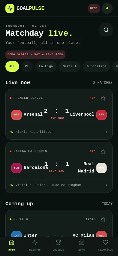 GoalPulse Live Football App
