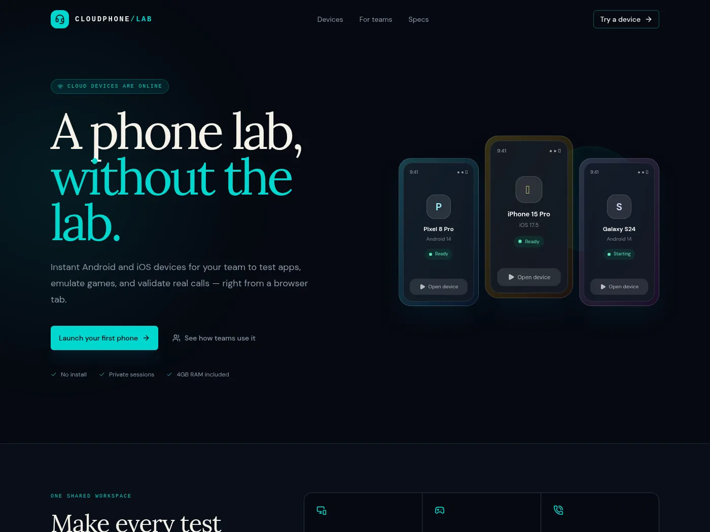 CloudPhone Virtual Device Lab