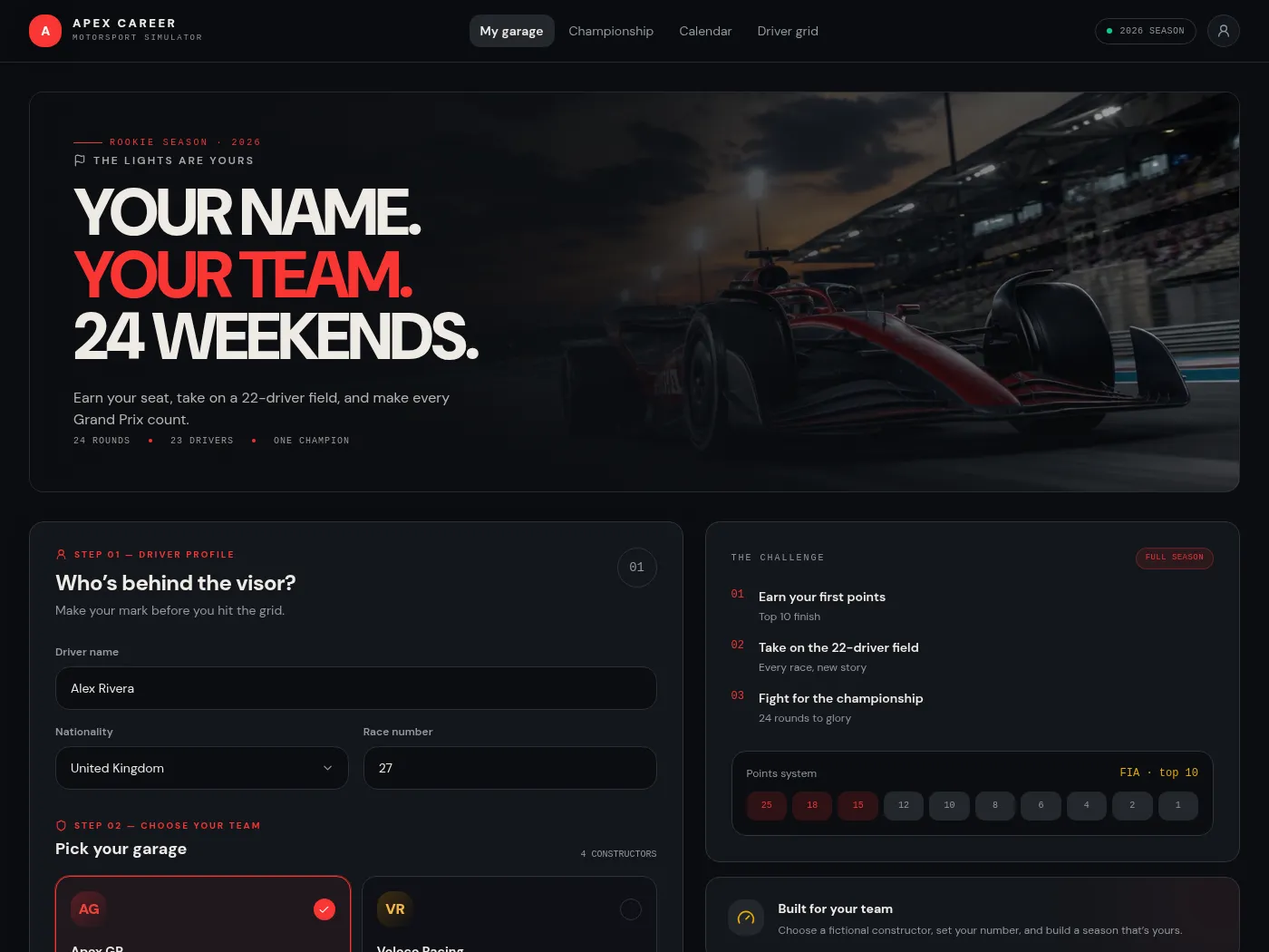 F1 Career Simulator