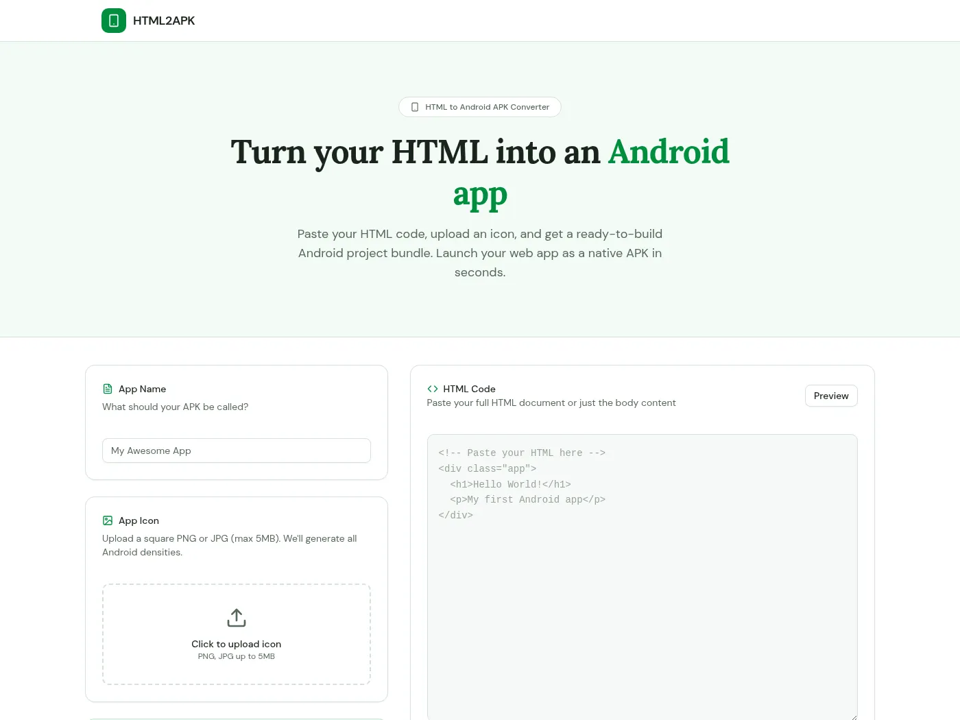 HTML2APK Converter