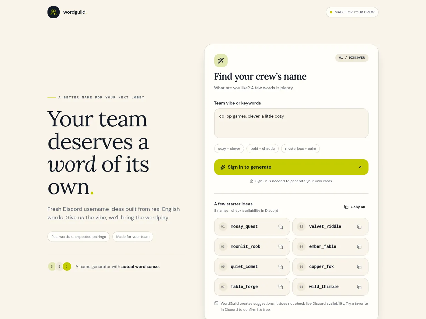 AI Discord Name Finder