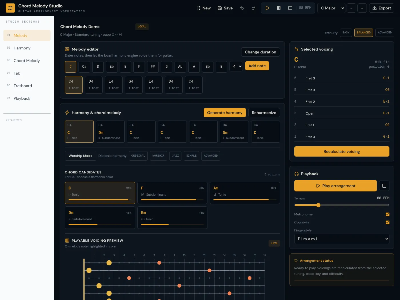 Chord Melody Studio