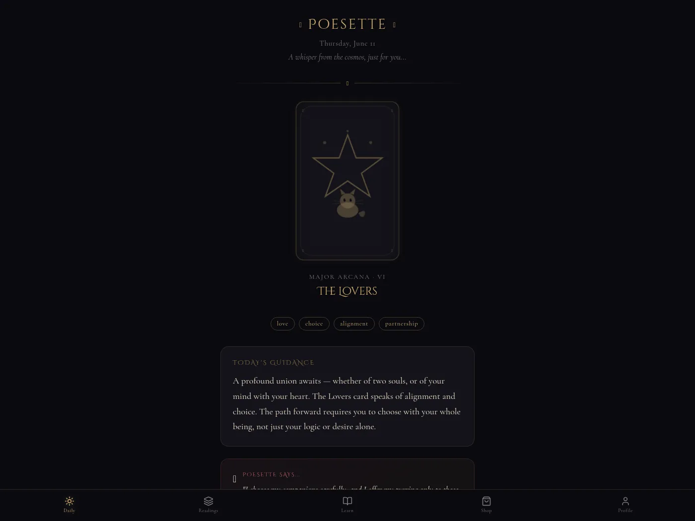 Poesette Tarot Web App