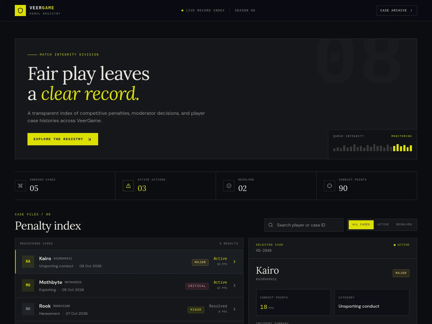 VeerGame Penal Portal