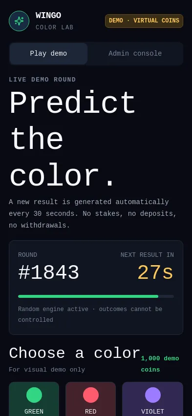 Wingo Color Game Demo