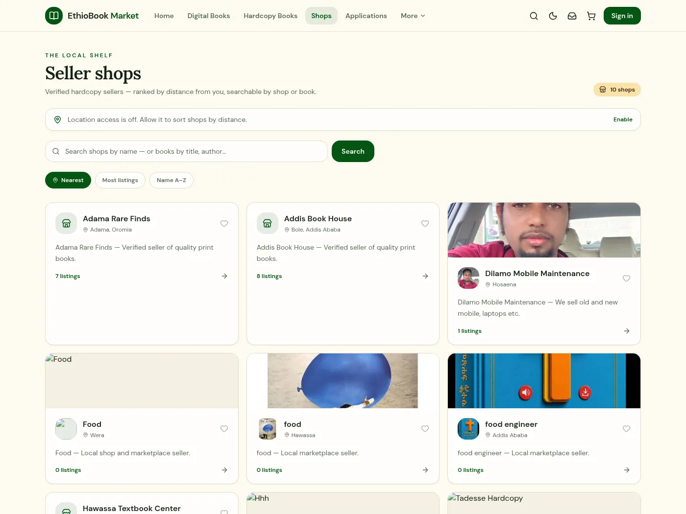 Ethiobook Marketplace Hub