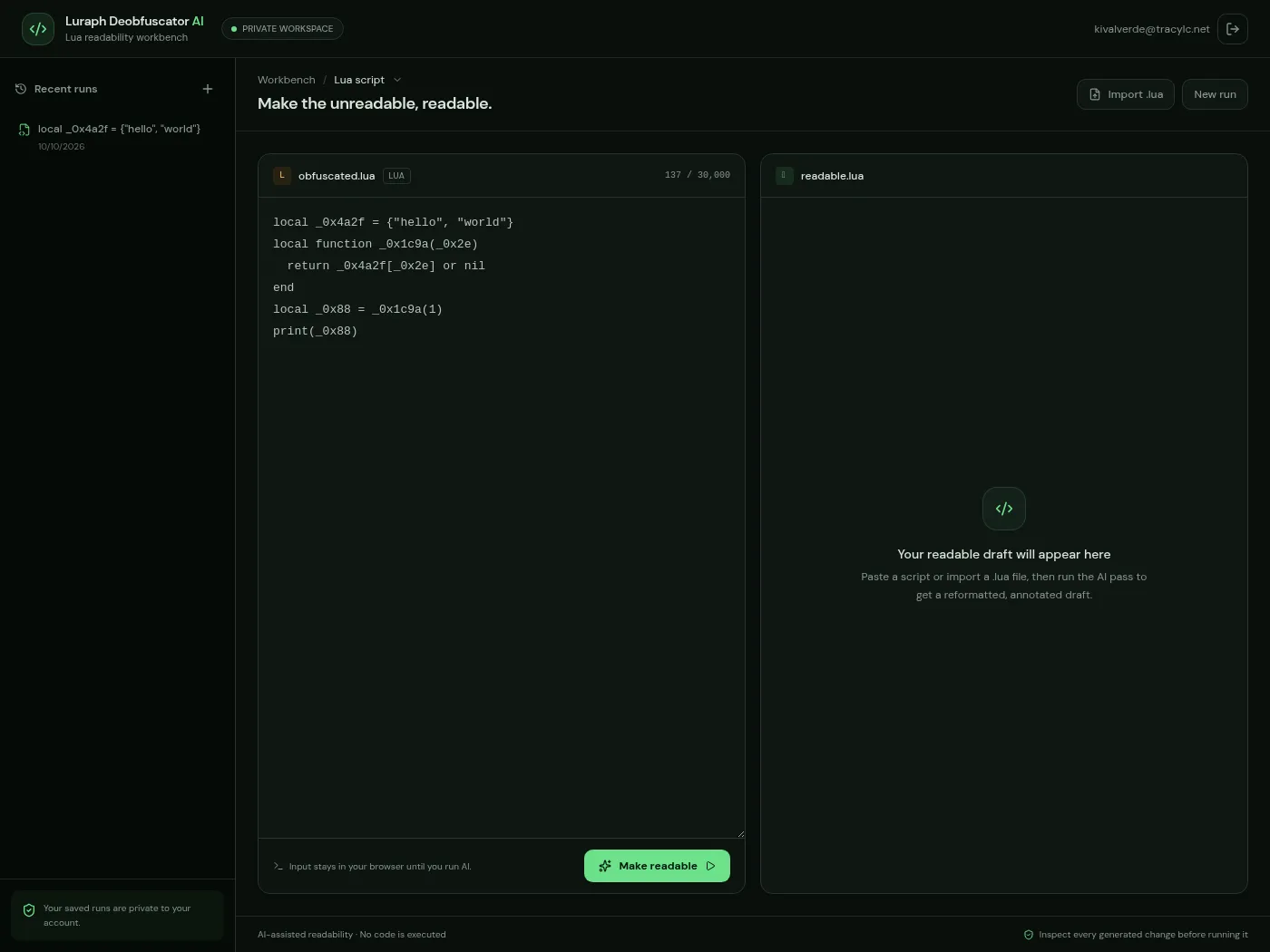 Luraph Deobfuscator AI