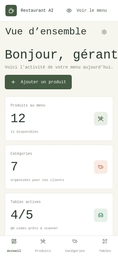 Restaurant AI QR Menu