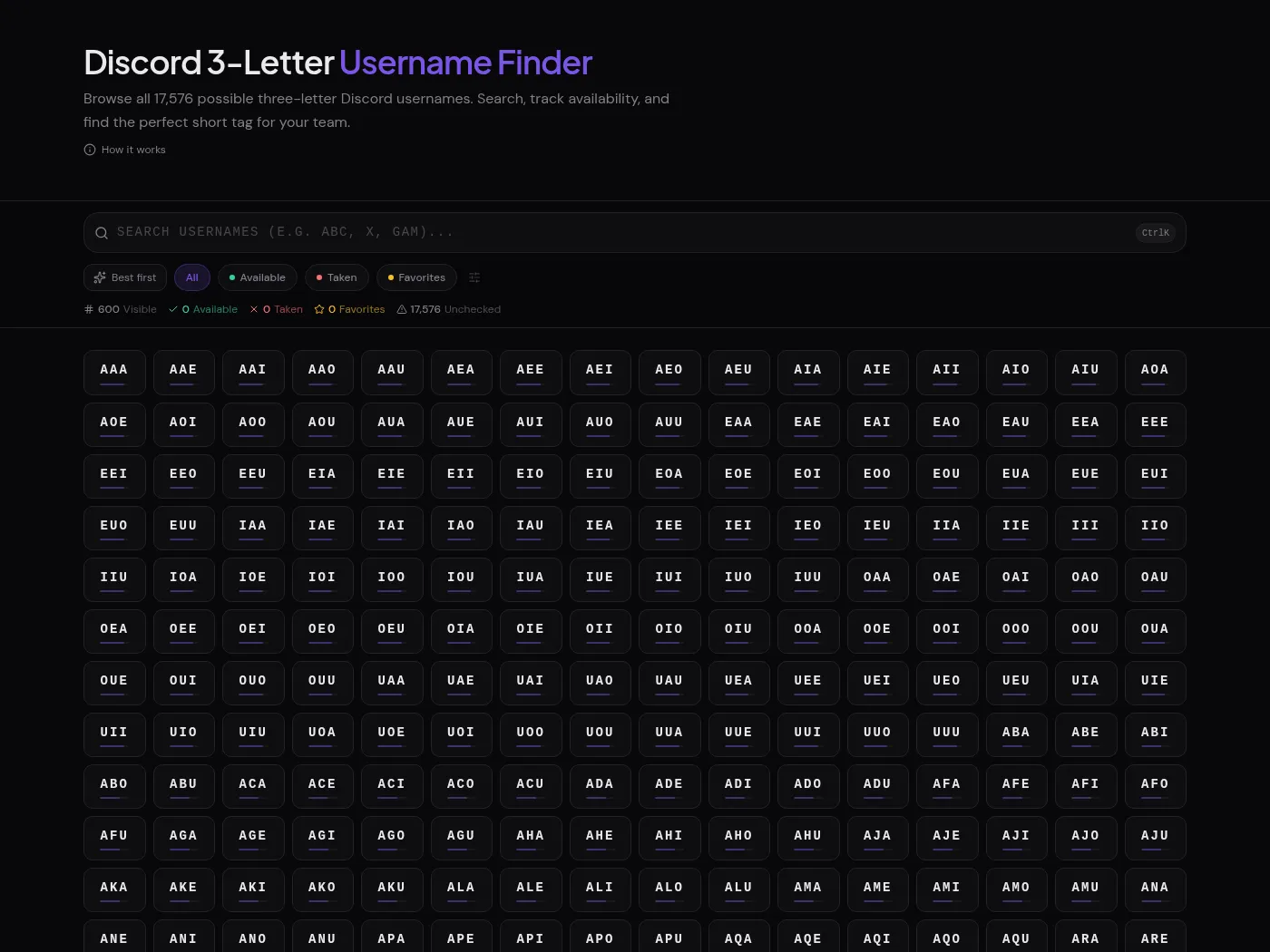 Discord 3-Letter Finder
