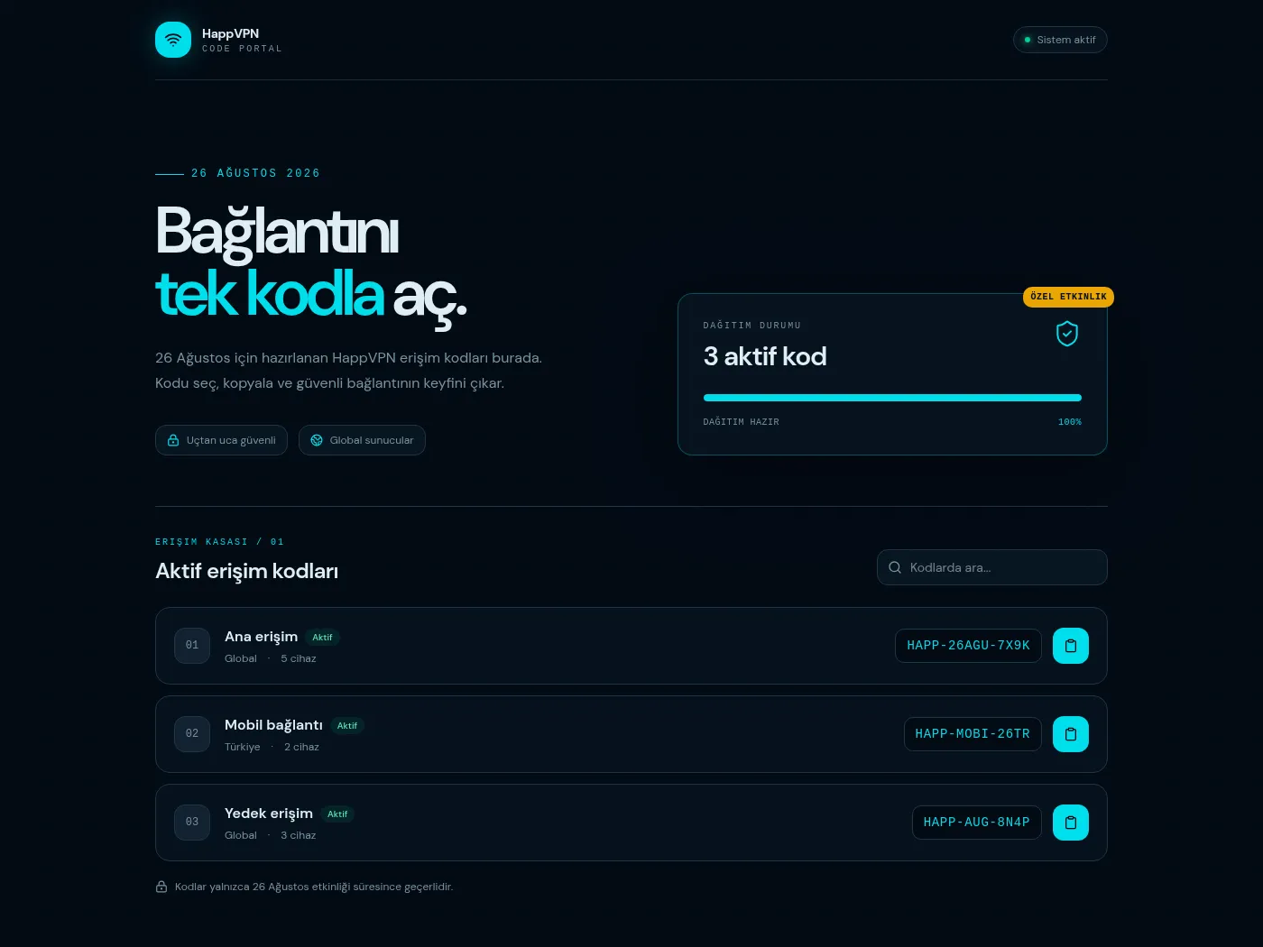 HappVPN Code Portal