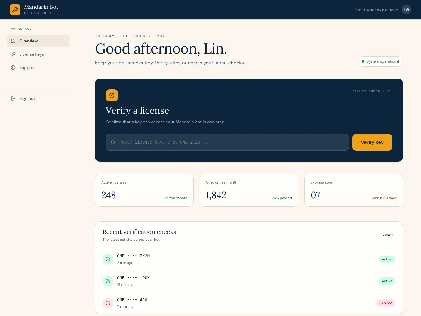 Chinese Bot License Portal