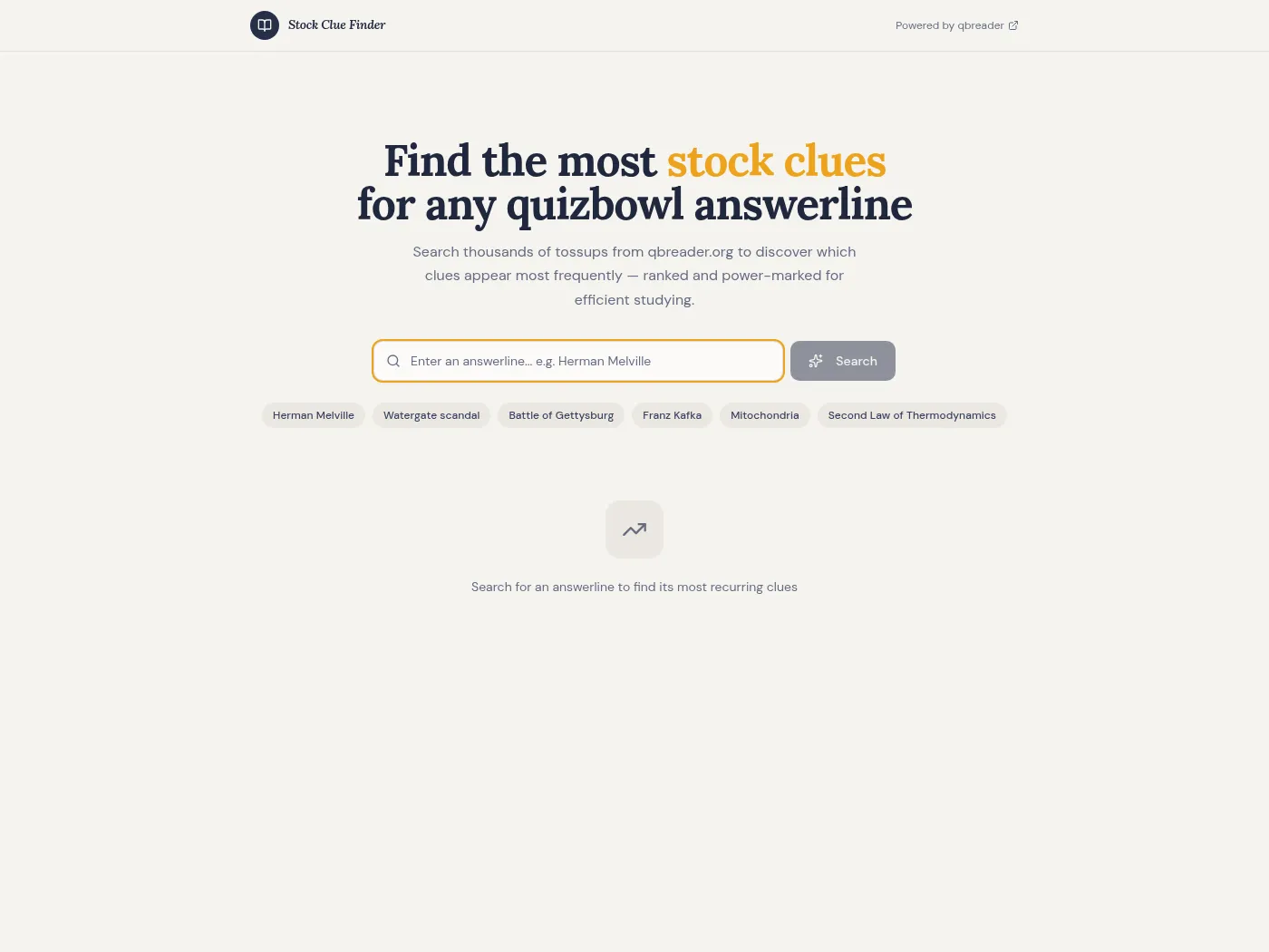 Quizbowl Stock Clue Finder