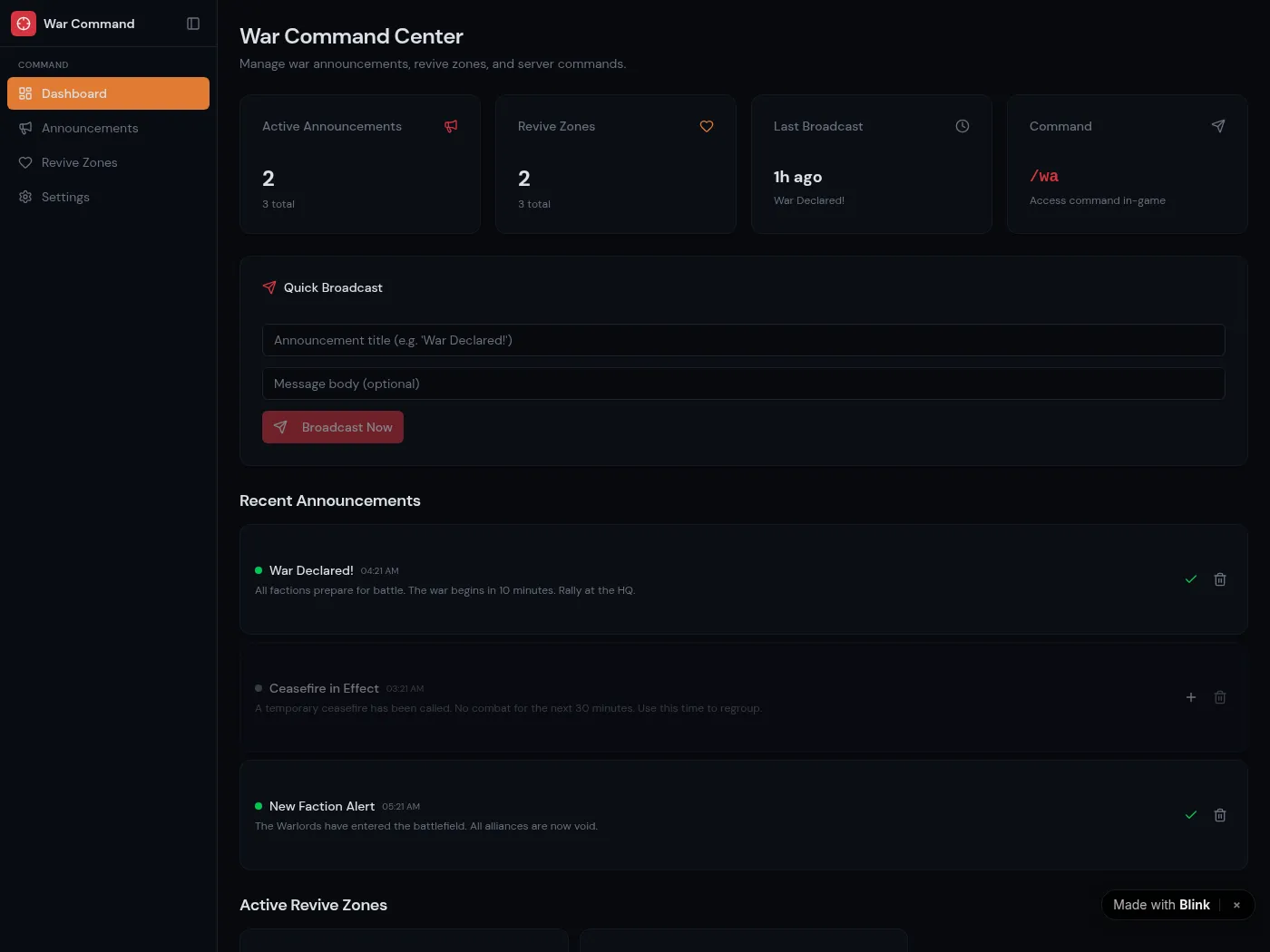 War Announcer Admin Hub