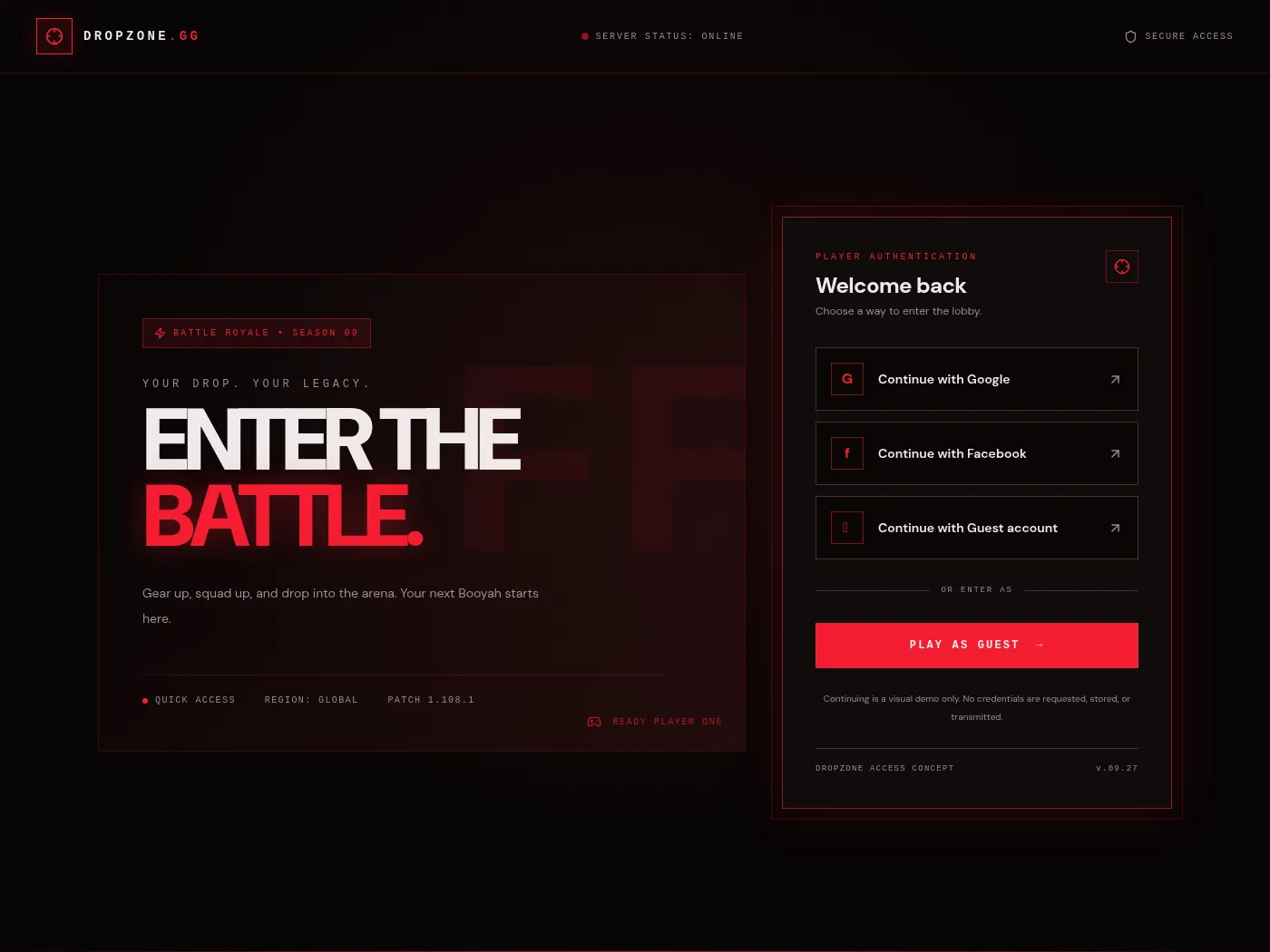 Neon Gaming Panel UI