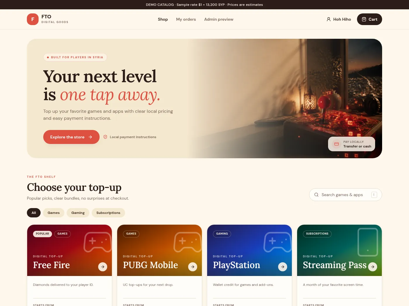 FTO Digital Goods Store