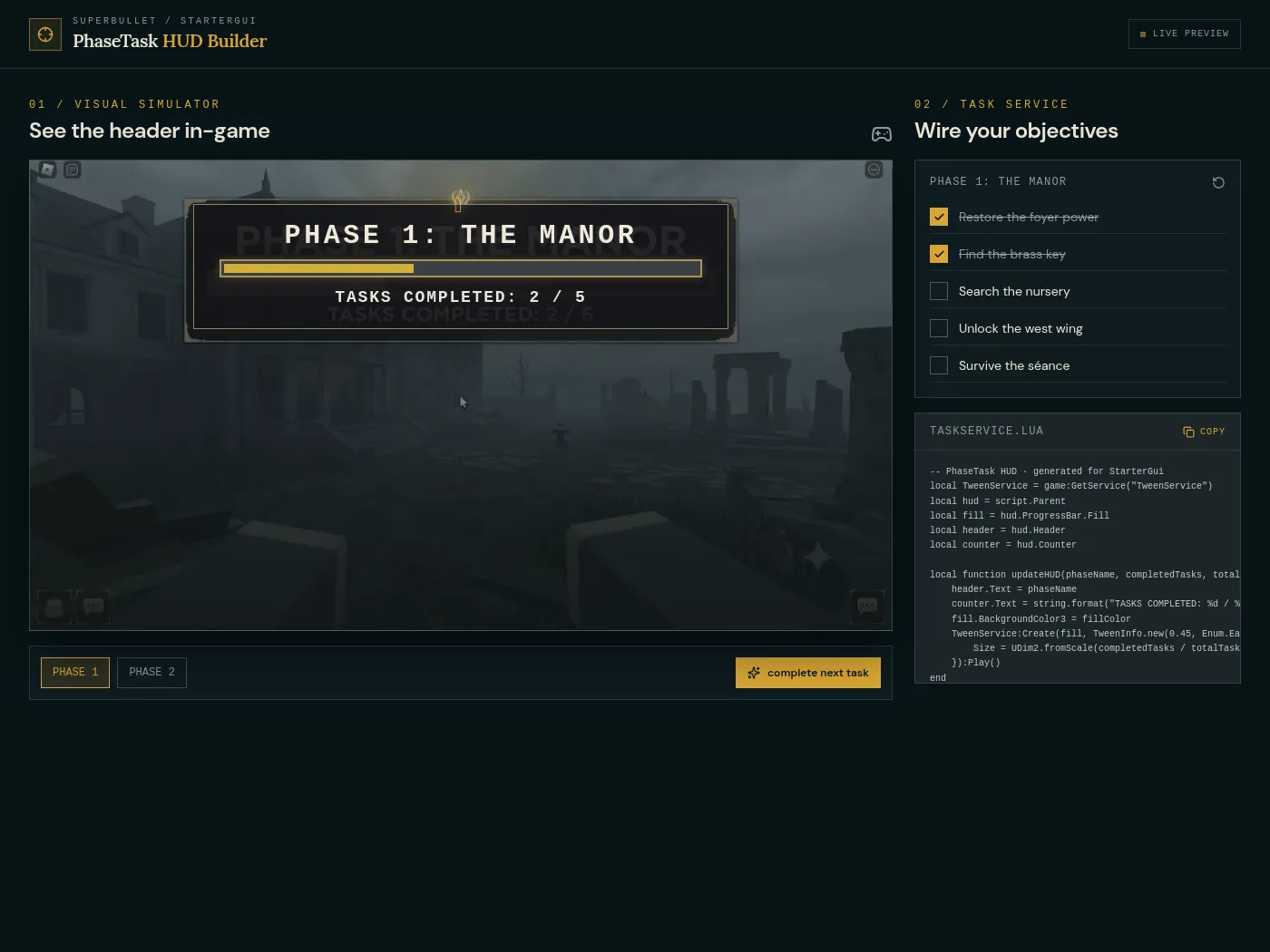 PhaseTask HUD Builder
