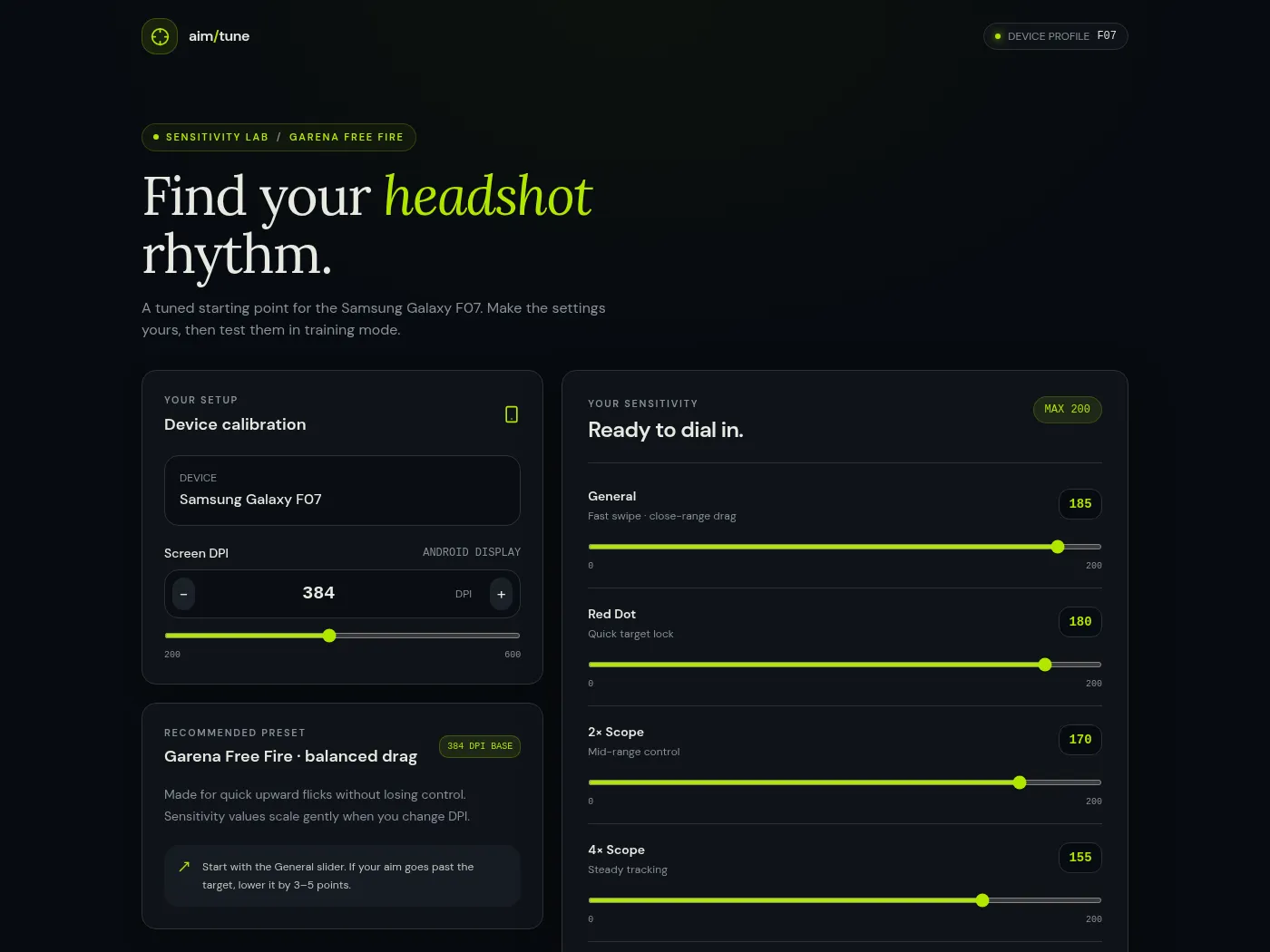 Headshot Sensitivity Finder