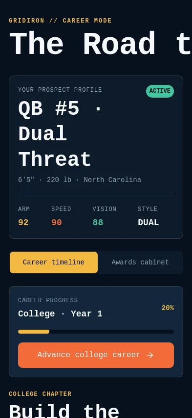Gridiron Career Simulator