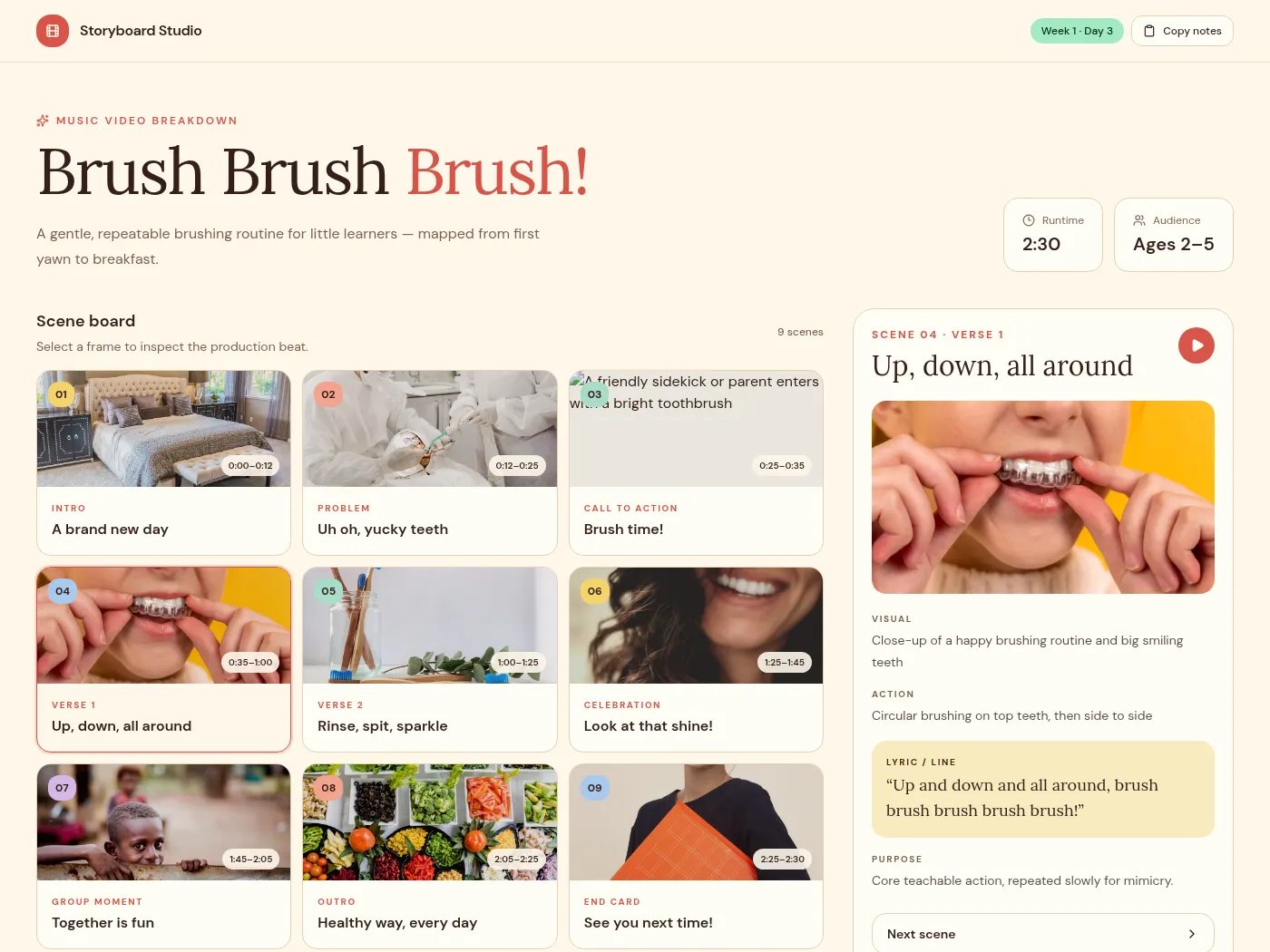 Brush Brush Storyboard