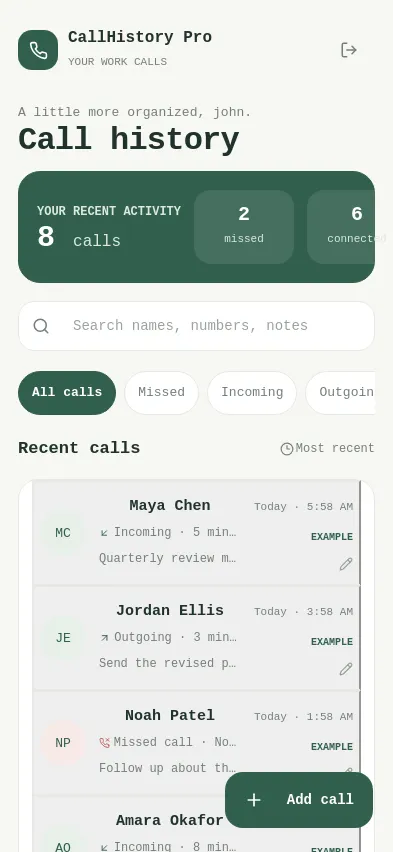 CallHistory Pro