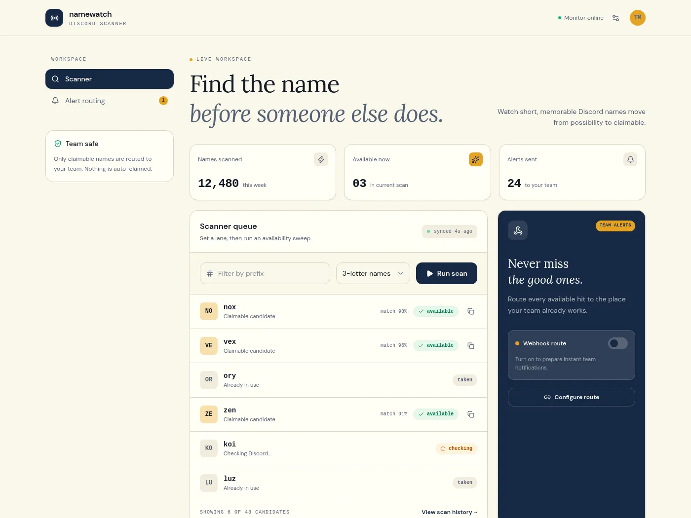 Discord Name Scanner