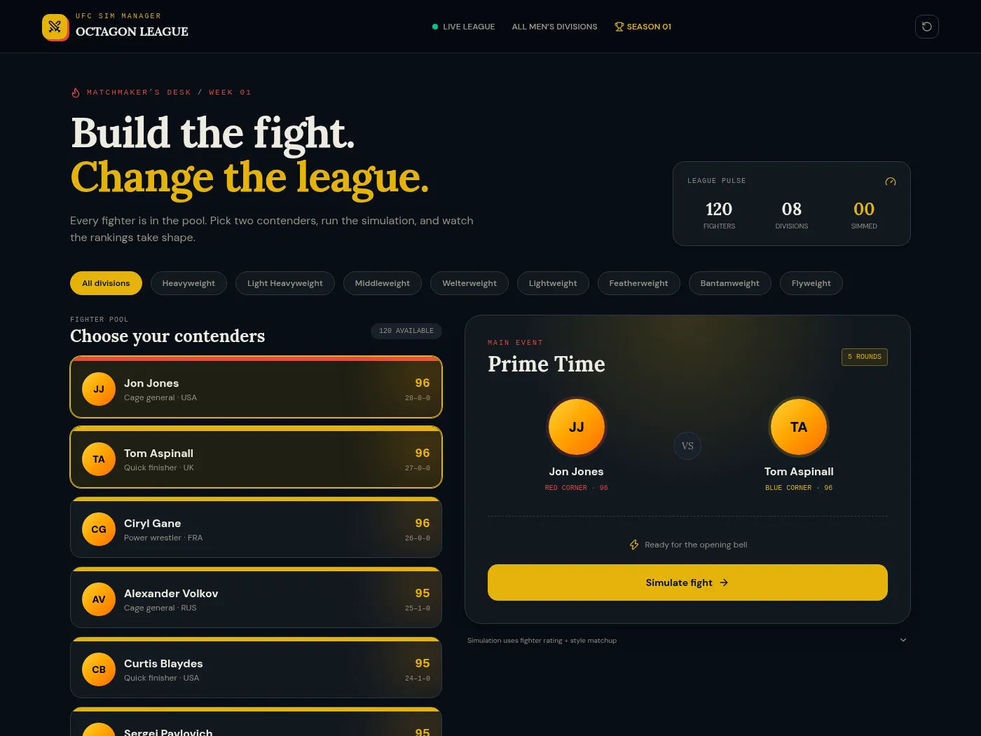 UFC Sim Roster Arena