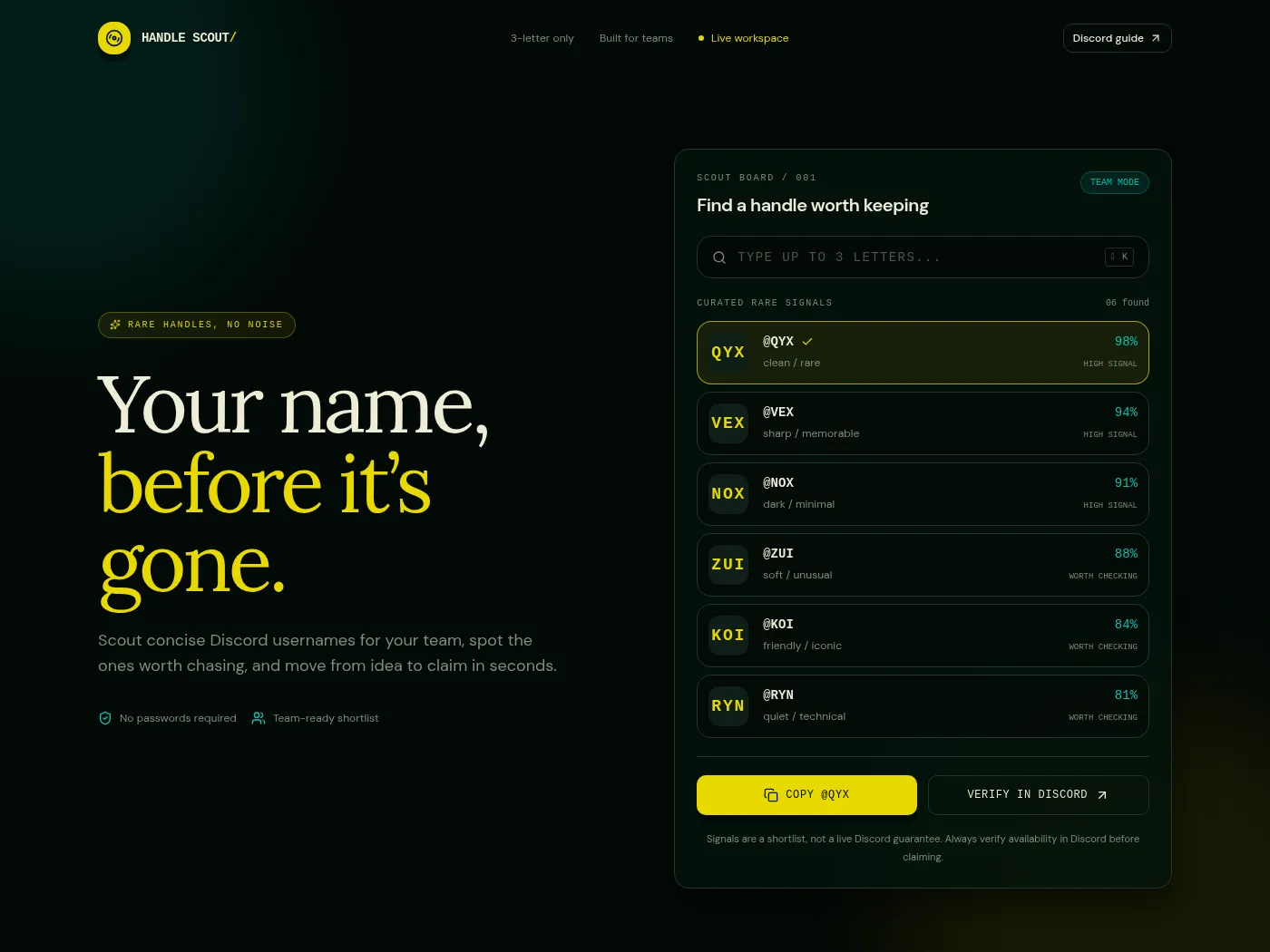 Rare Discord Handle Finder