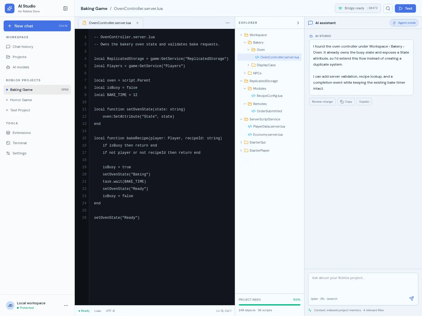 AI Studio for Roblox Devs