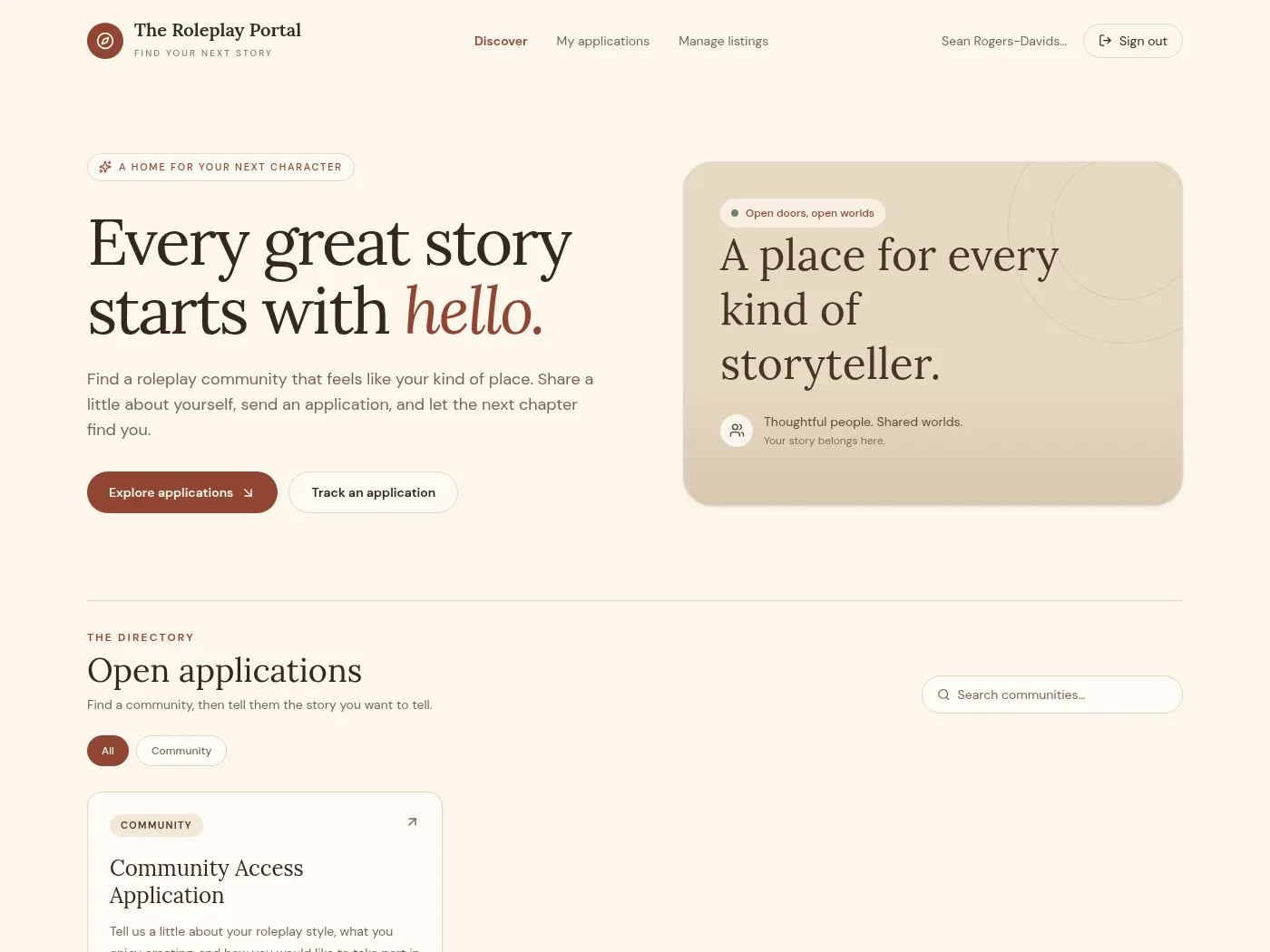 RolePlay App Portal