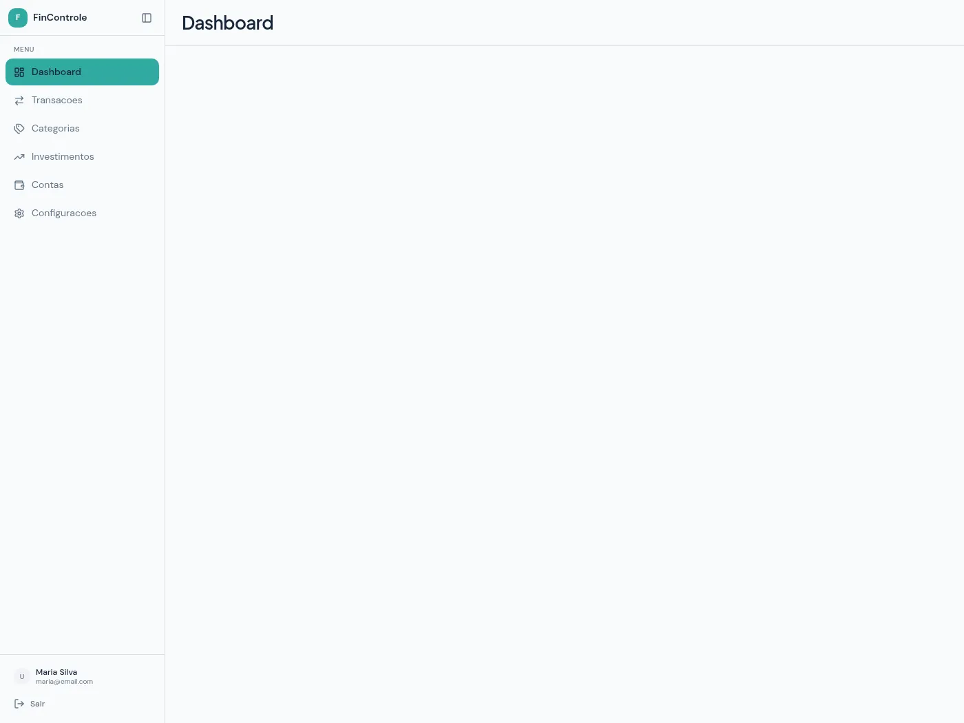 FinControle UX Dashboard