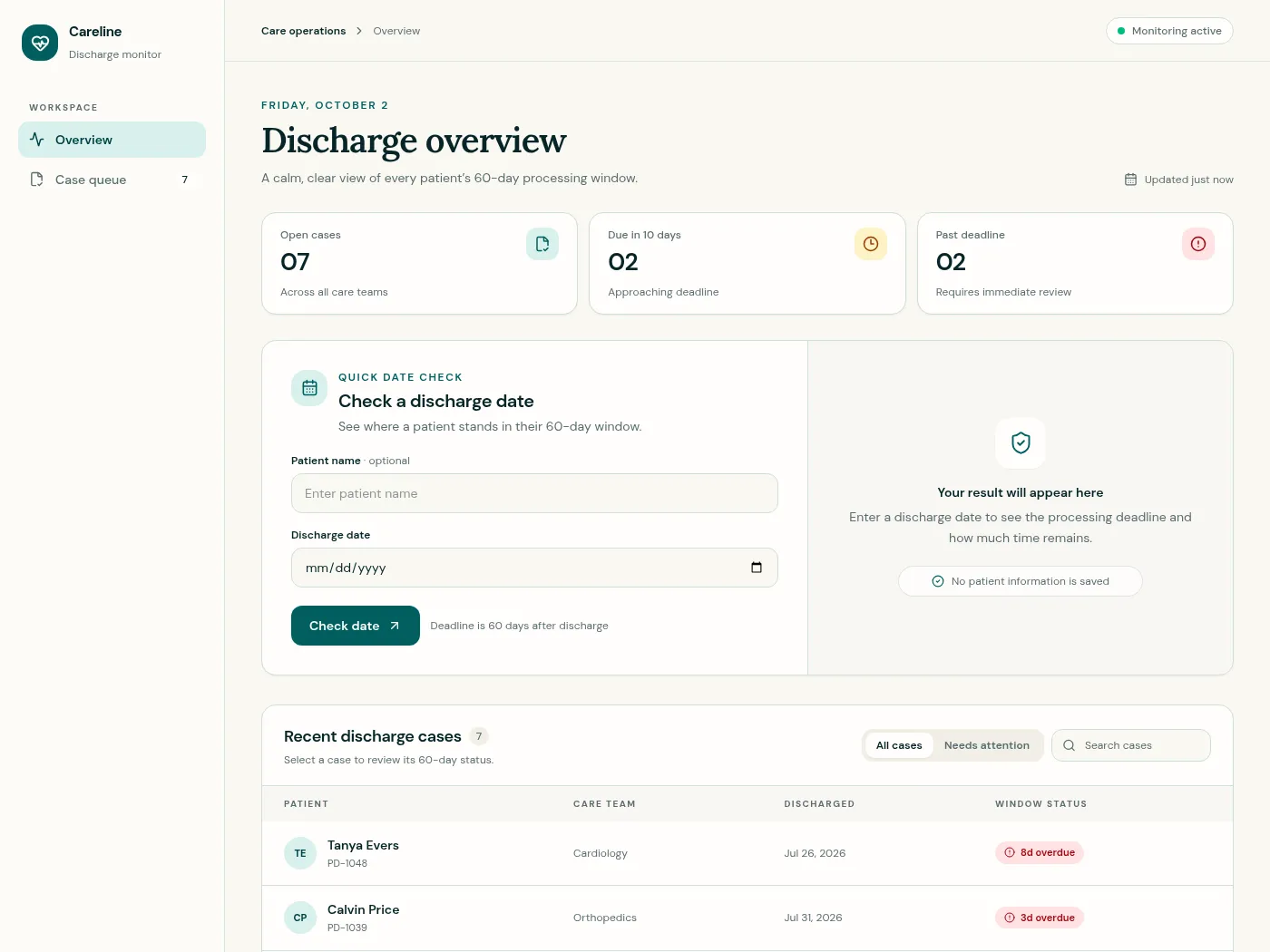 Patient Discharge Monitor