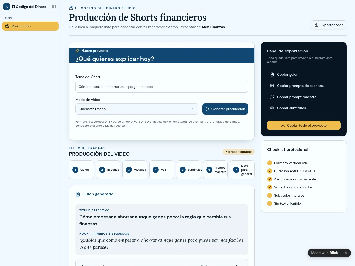 El Código del Dinero Studio