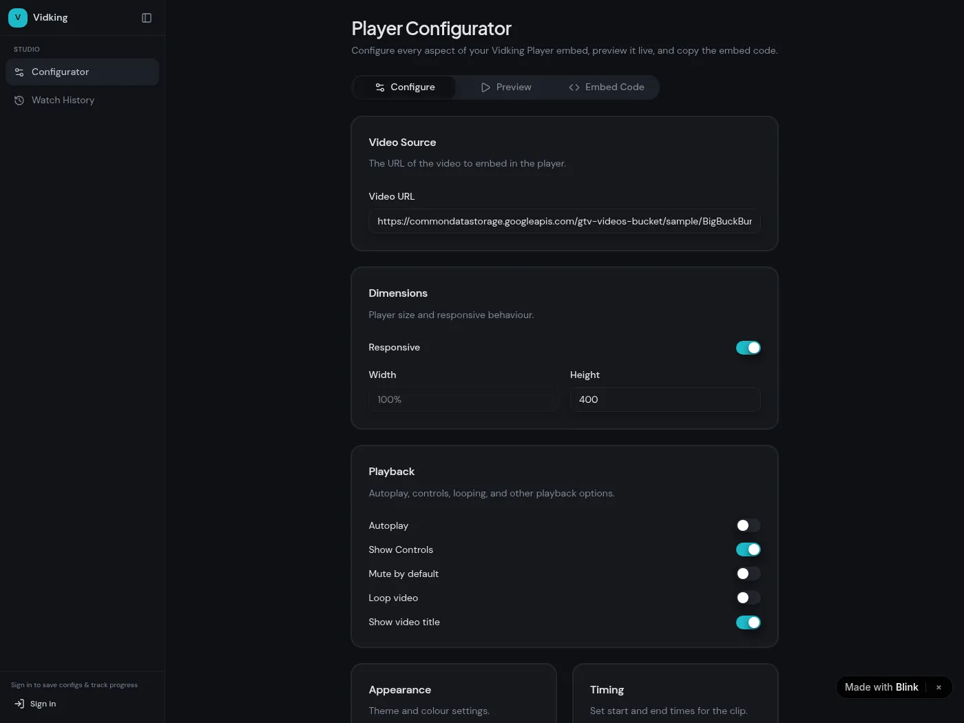 Vidking Configurator Studio