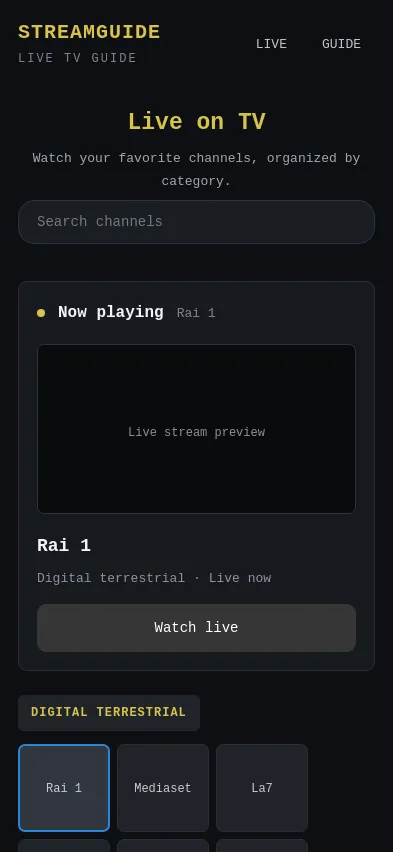StreamGuide Mobile