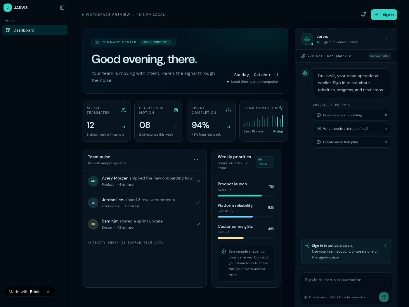 Jarvis Team Dashboard