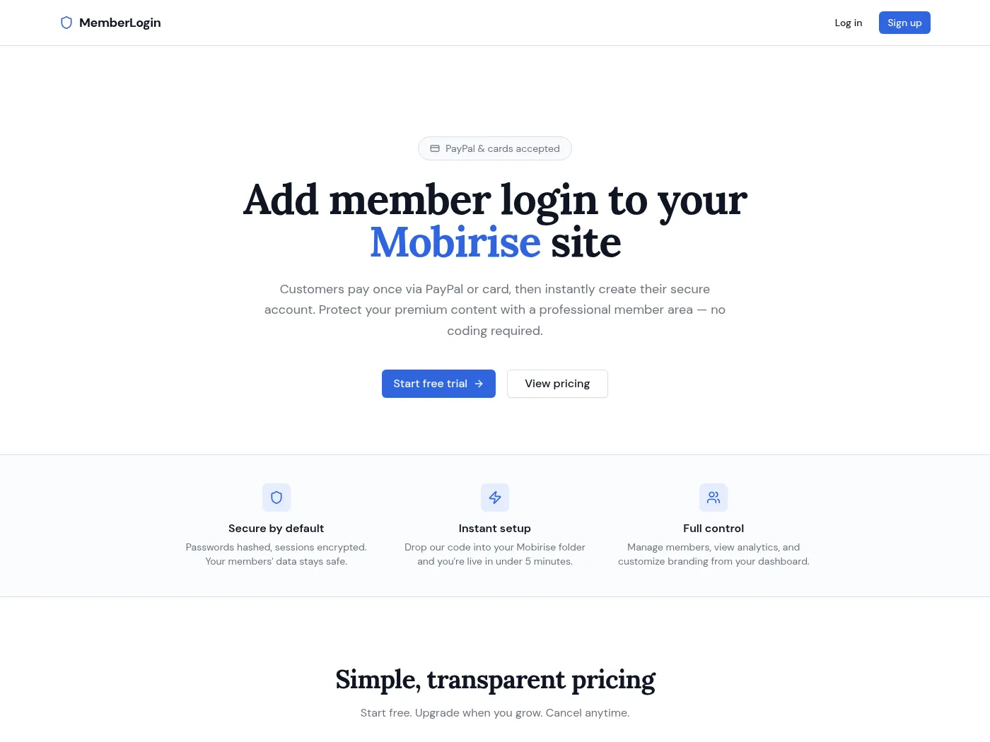 Mobirise Member Login
