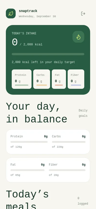 SnapTrack Nutrition AI