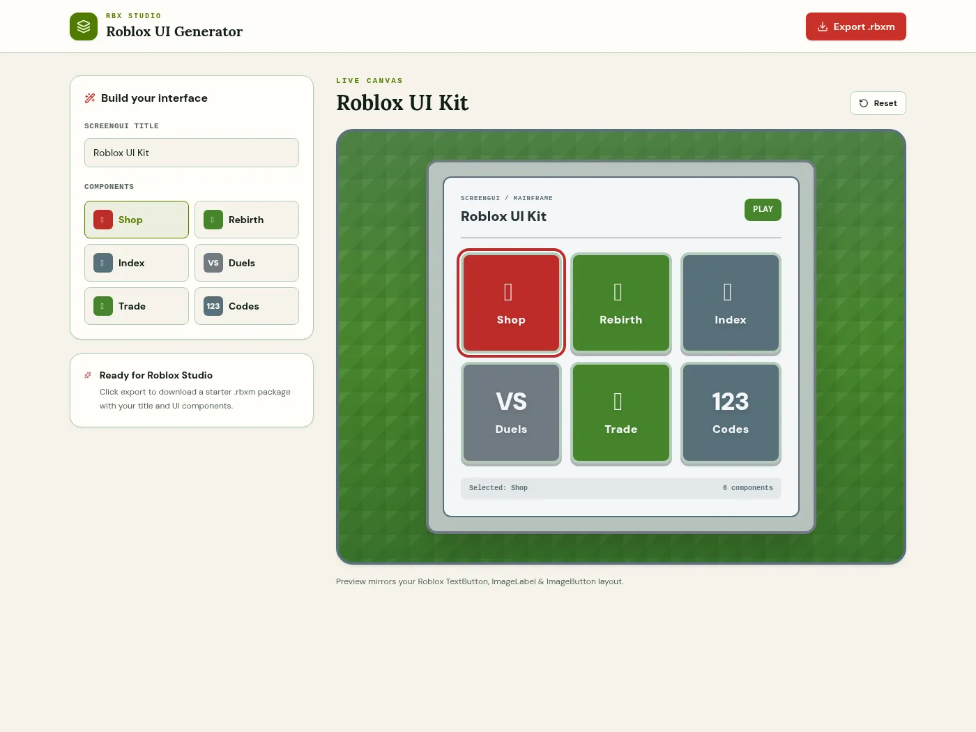 Roblox UI Generator