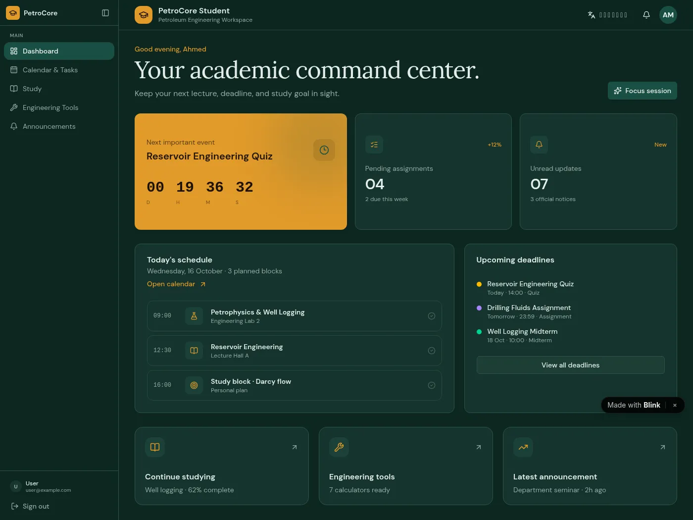 PetroCore Student Platform